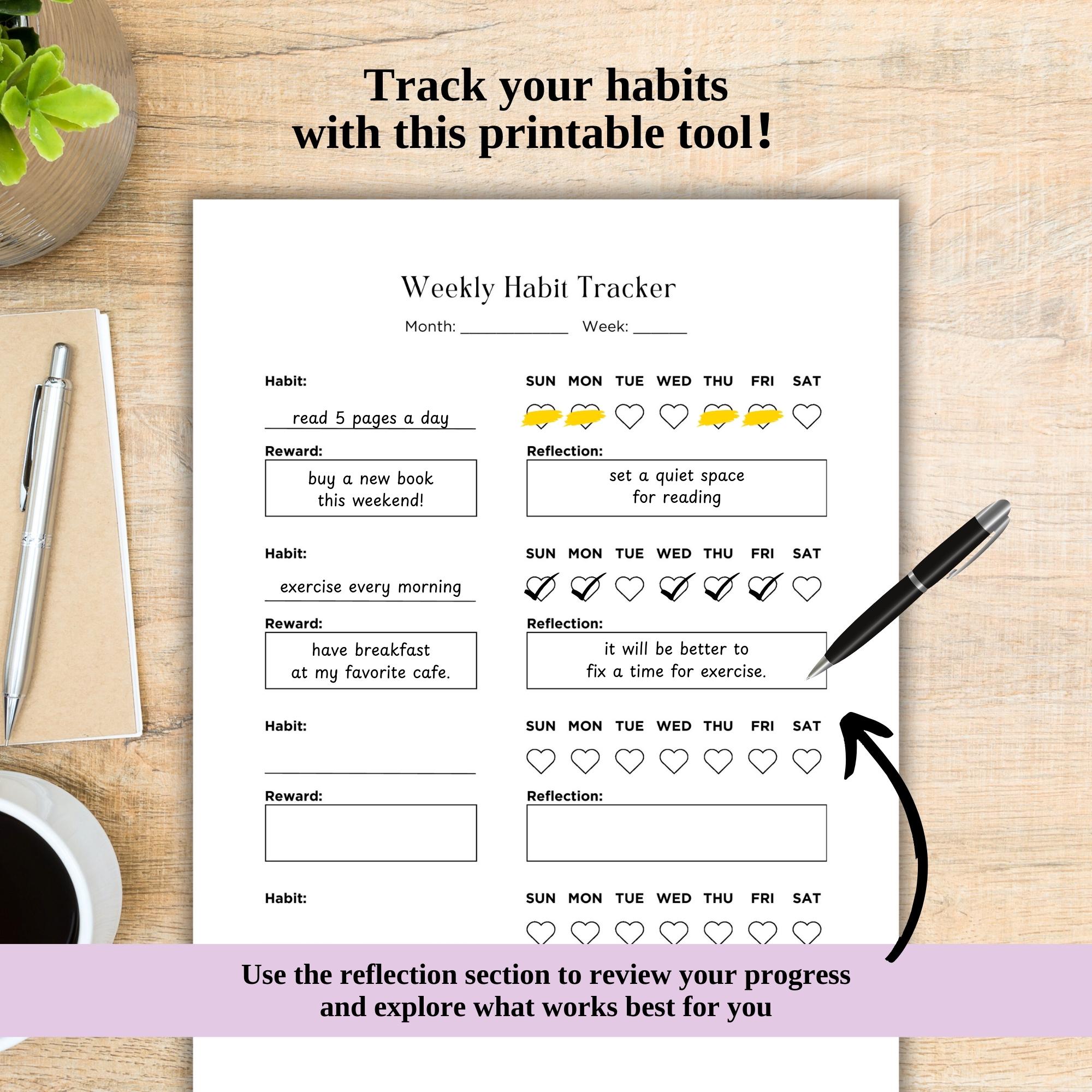 Printable Weekly Habit Tracker, Routine Tracker, Goal Tracker ...