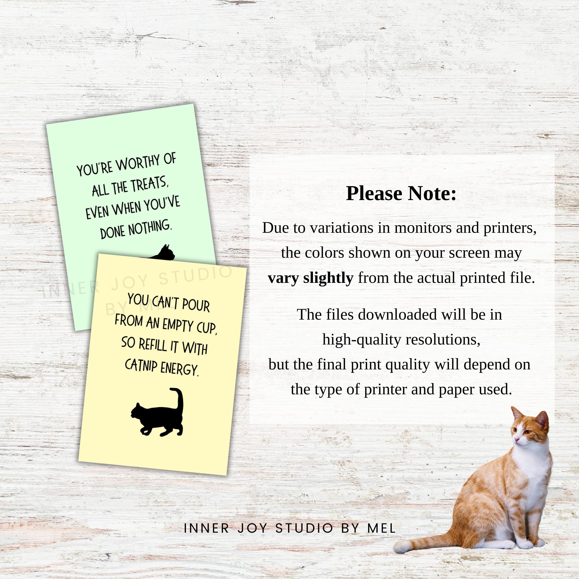 Printable Funny Cat Affirmation Cards for Self Love, Motivational Quote ...
