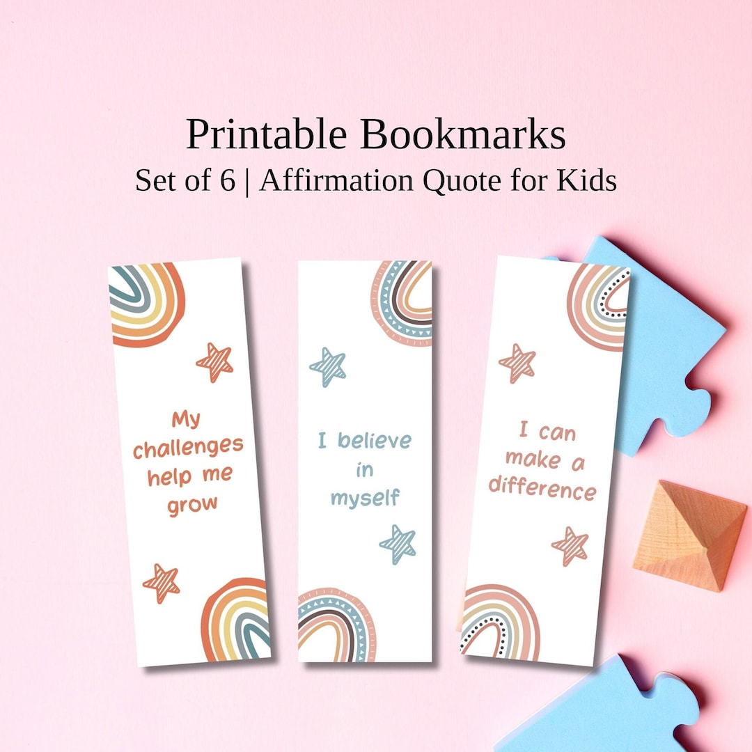 Printable Cute Bookmarks for Kids, Affirmation Quote Bookmarks, Book ...