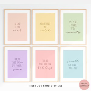 Set of 6 Printable Mental Health Poster, Affirmation Wall Art for Self ...