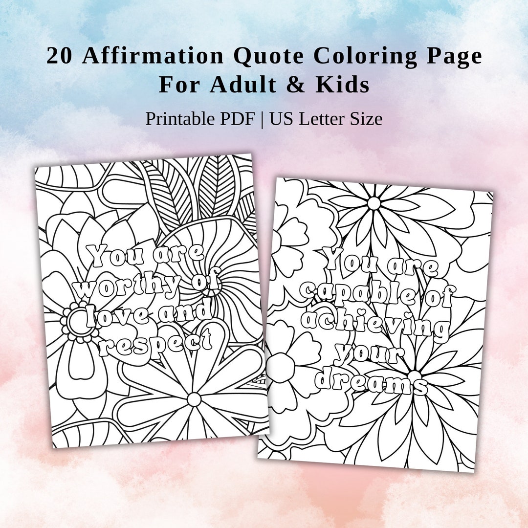 Printable Affirmations Coloring Pages for Kids, Adult Coloring Pages ...