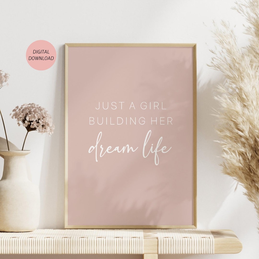 Printable Pink Wall Art for Girls Room Decor, Inspirational Quote ...