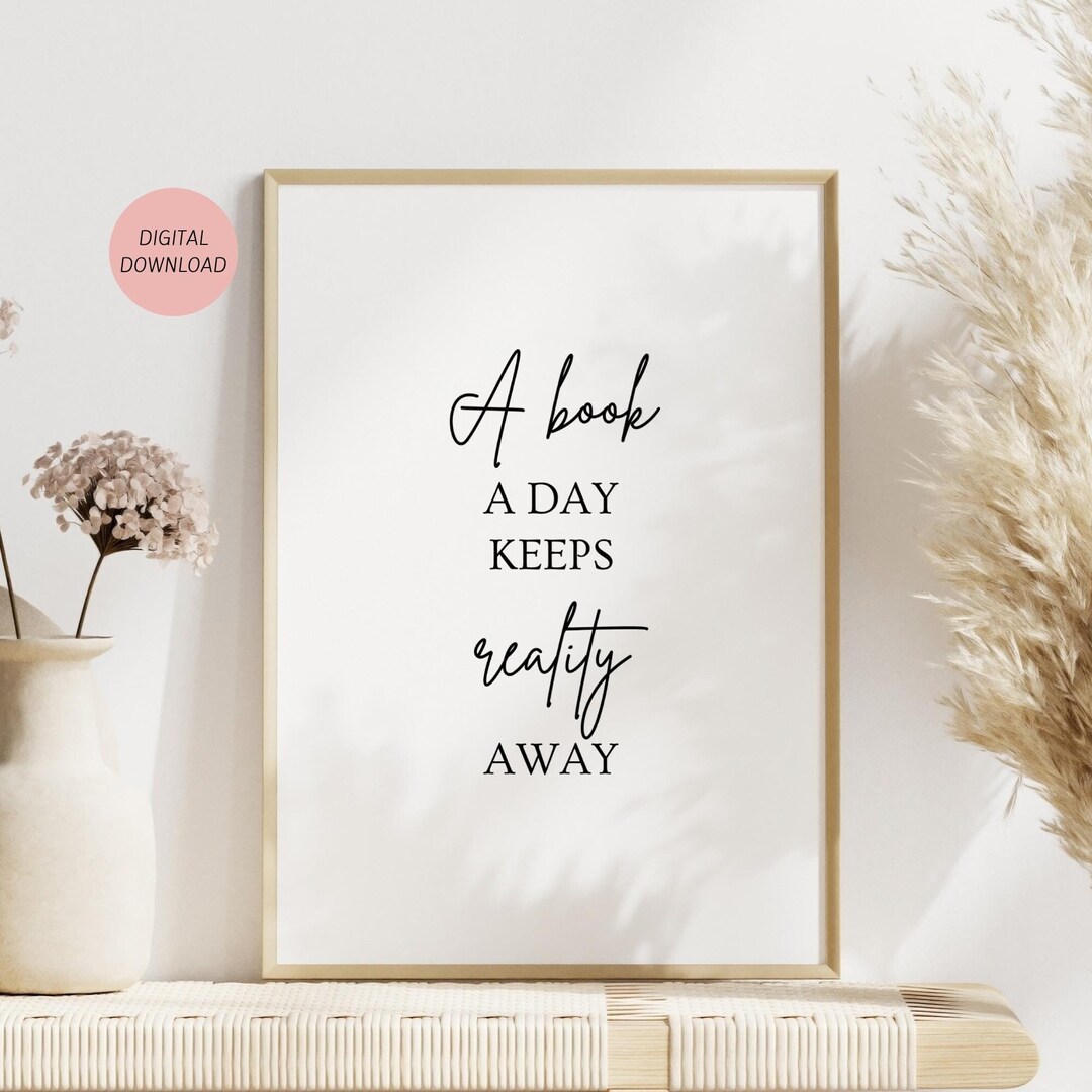 Printable Bookish Wall Art, Inspirational Reading Quote Poster, Library ...