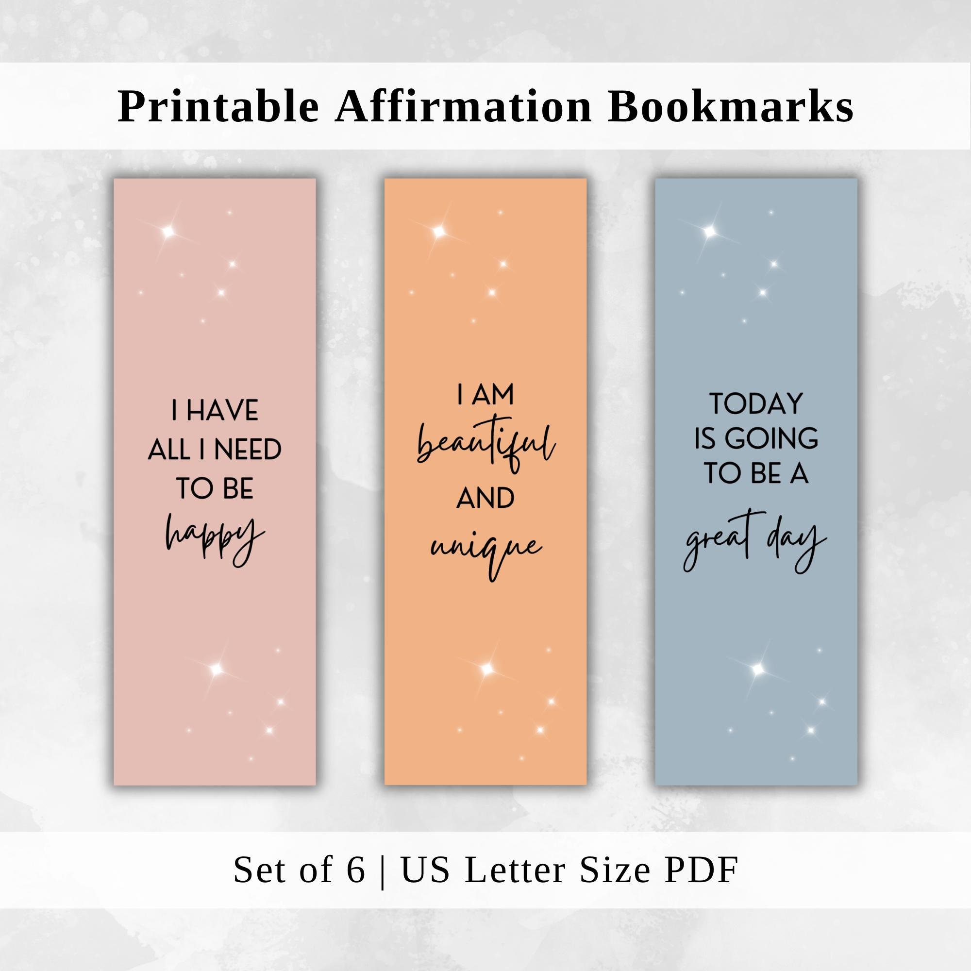 Printable Self Love Bookmarks, Cute Bookmarks for Mental Health ...
