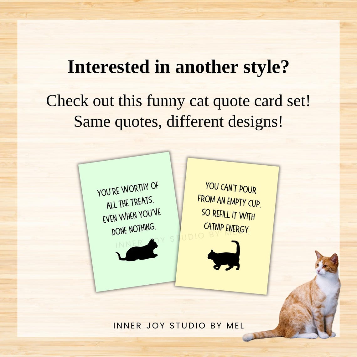 Printable Funny Cat Wisdom Cards for Self Love, Inspirational Quote for ...