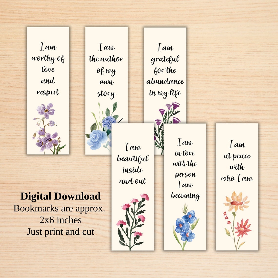 Printable Cute Bookmarks for Self Love, Positive Affirmation Quotes ...