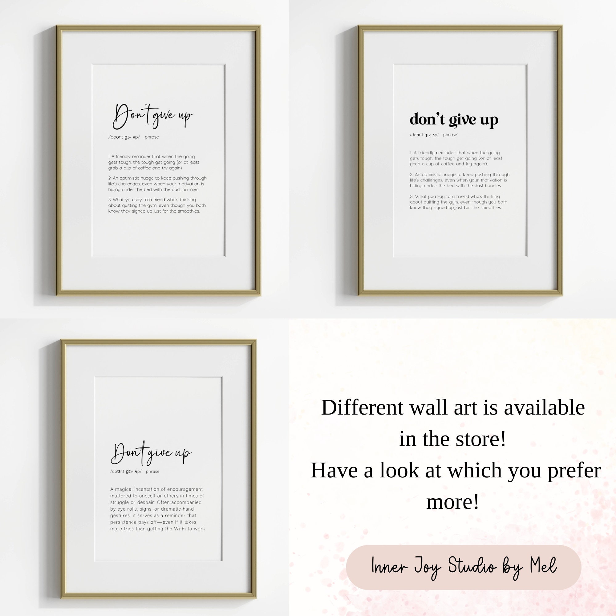 Don't Give up Definition Print, Funny Printable Wall Art, Mental Health ...