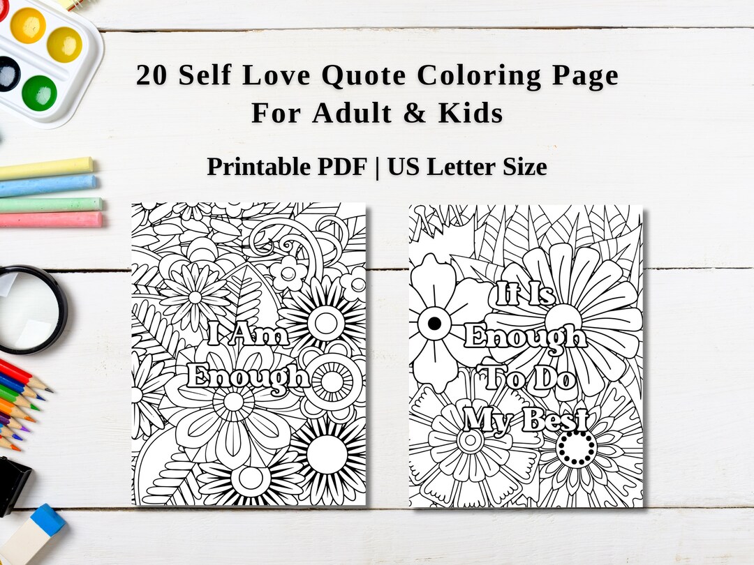 20 Affirmation Coloring Page Adult Coloring Kids Coloring - Etsy