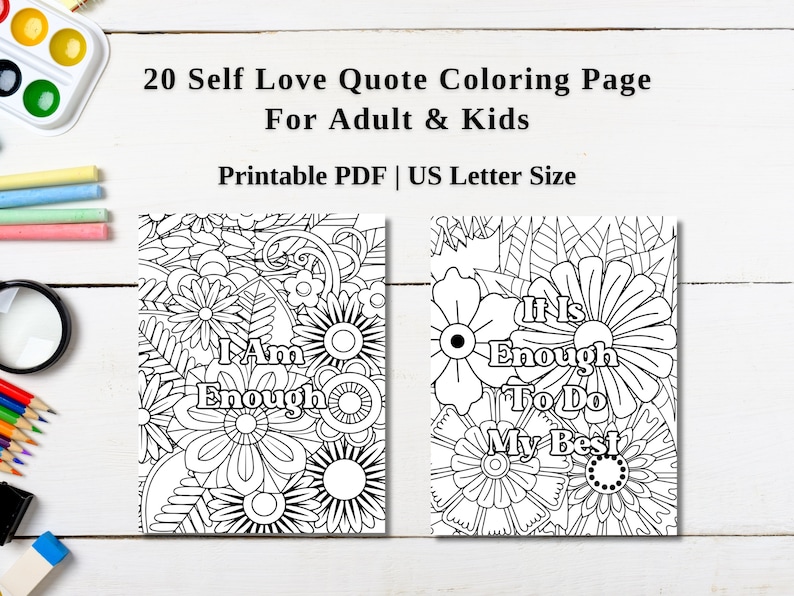 20 Affirmation Coloring Page Adult Coloring Kids Coloring - Etsy