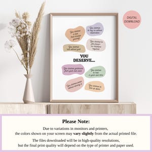 Printable Self Love Affirmation Wall Art, Mental Health Poster for Self ...