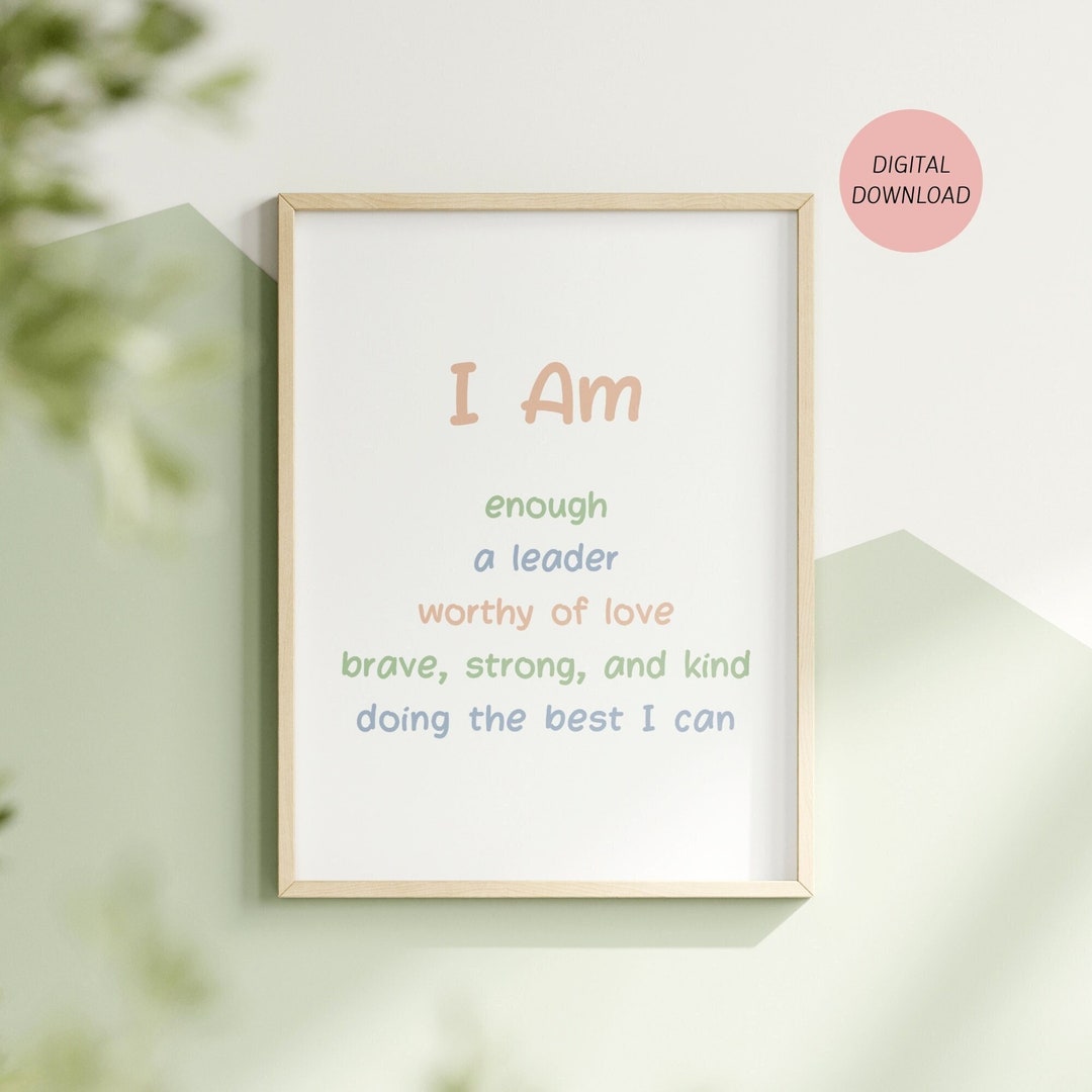 Printable Affirmation Wall Art for Kids, Inspirational Quotes for ...