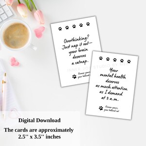 Printable Funny Cat Wisdom Cards for Self Love, Inspirational Quote for ...