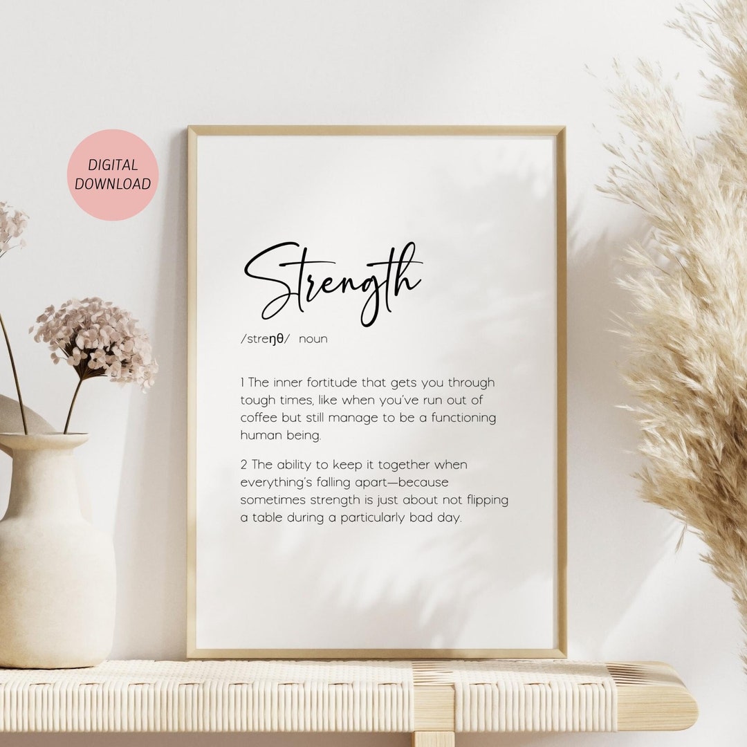 Strength Definition, Printable Affirmation Wall Art, Funny Motivational ...