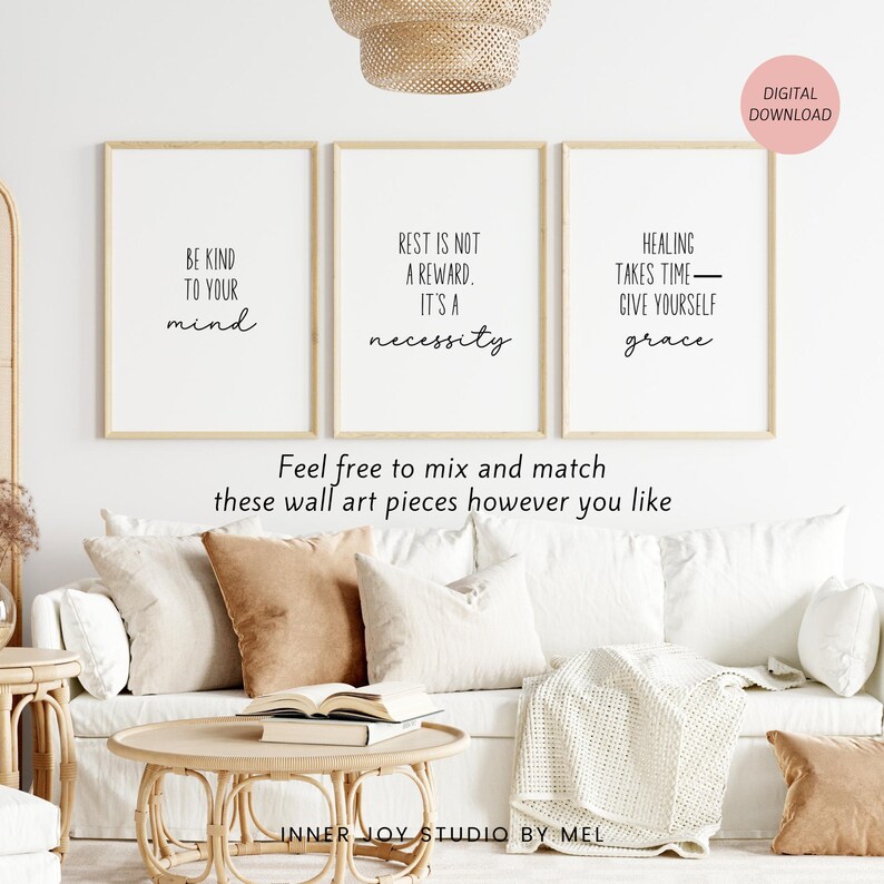 Set of 6 Printable Mental Health Poster, Affirmation Wall Art for Self ...