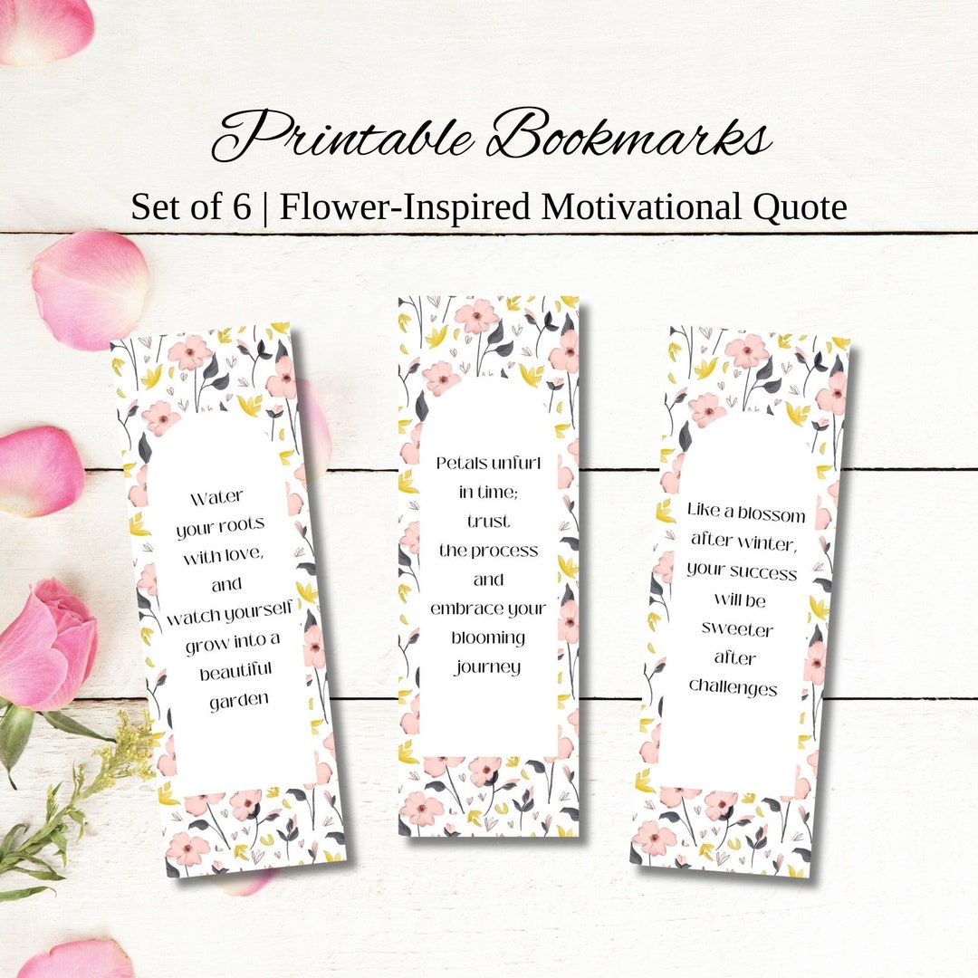 Printable Pink Flower Bookmarks for Book Lovers, Flower-inspired ...