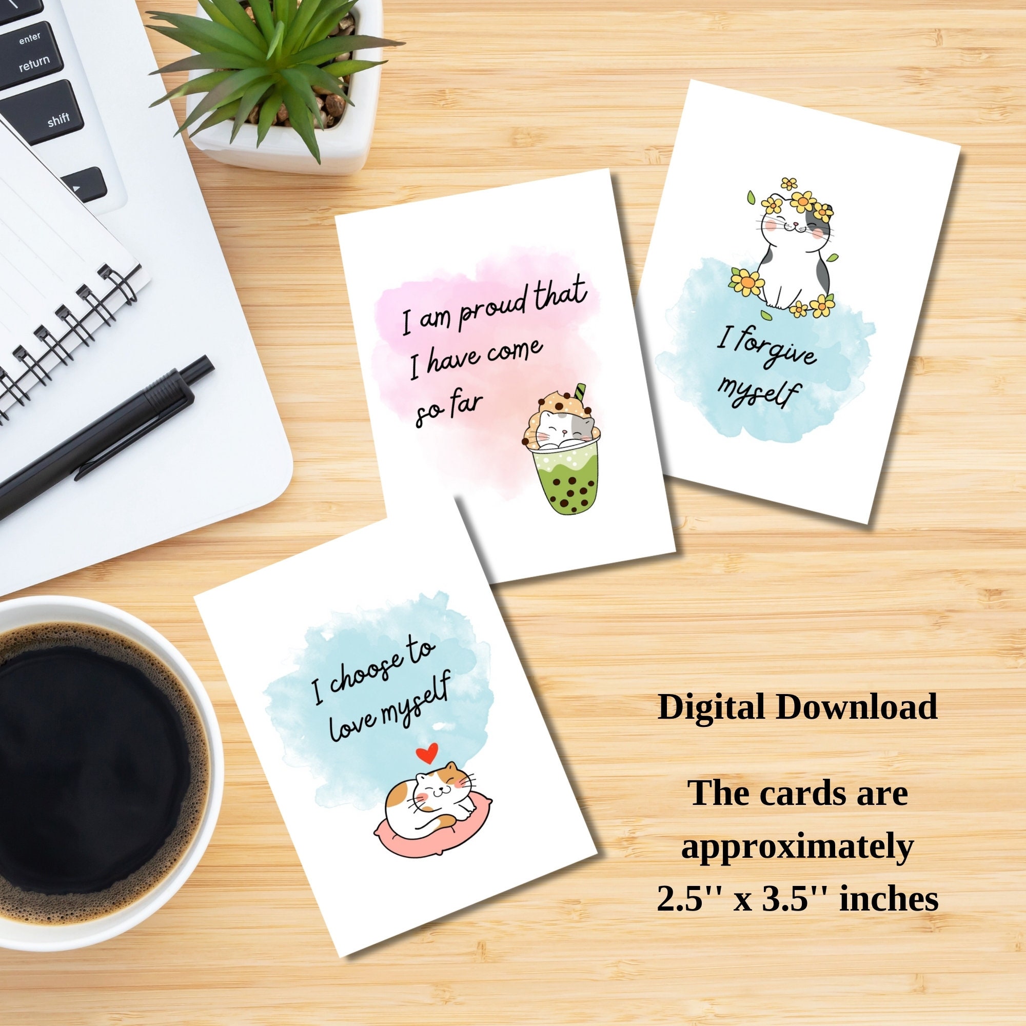 Printable Positive Affirmations Cards for Cat Lovers, Self Love Quote ...