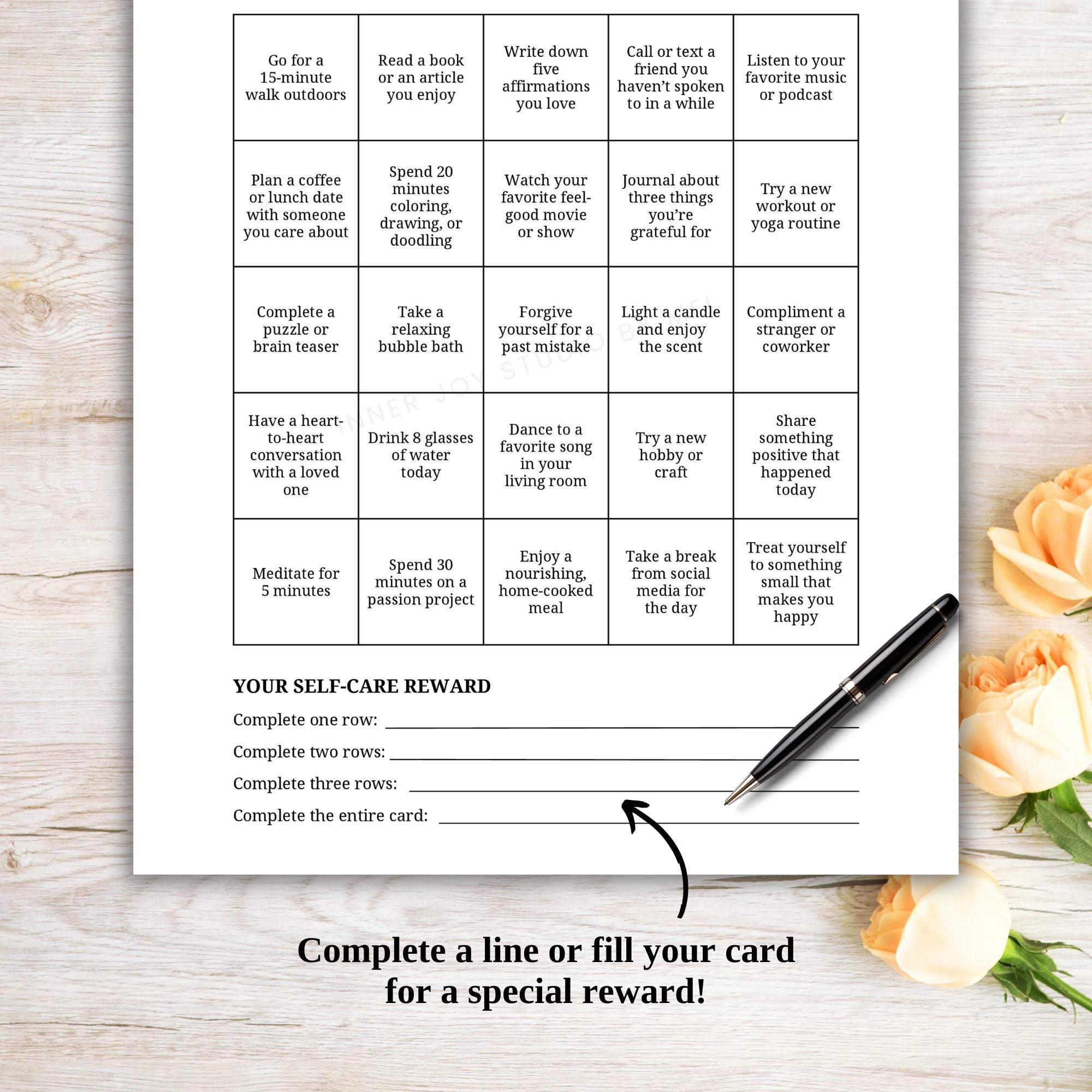 Printable Self Care Bingo for Self Love, Mindfulness Activity, Mental ...