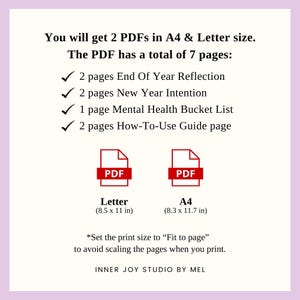 Printable End of Year Mental Health Reflection Journal, New Year ...