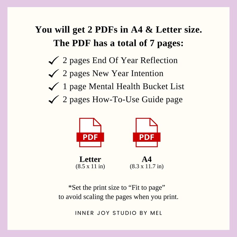 Printable End of Year Mental Health Reflection Journal, New Year ...