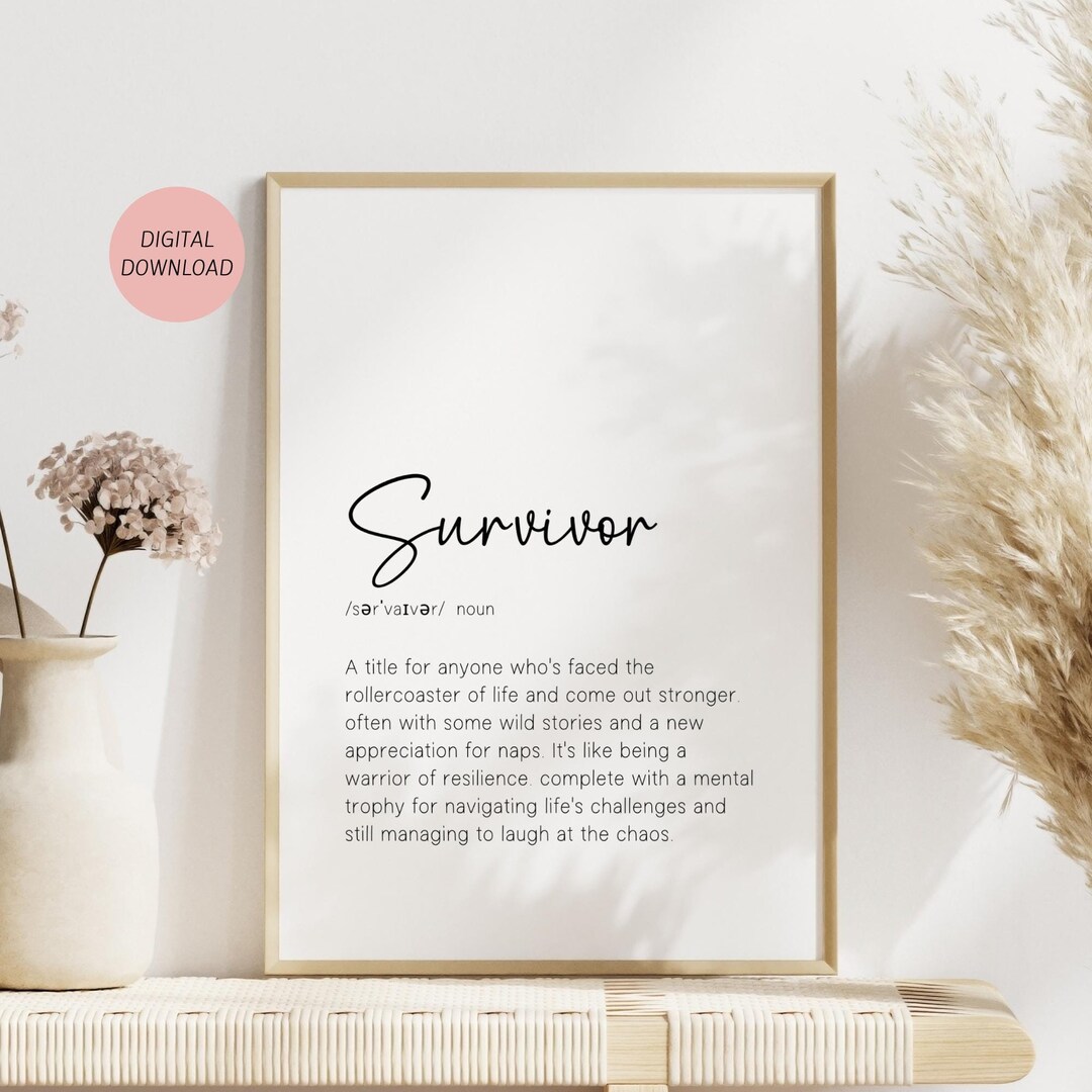 Survivor Definition Poster, Funny Printable Wall Art for Mental Health ...