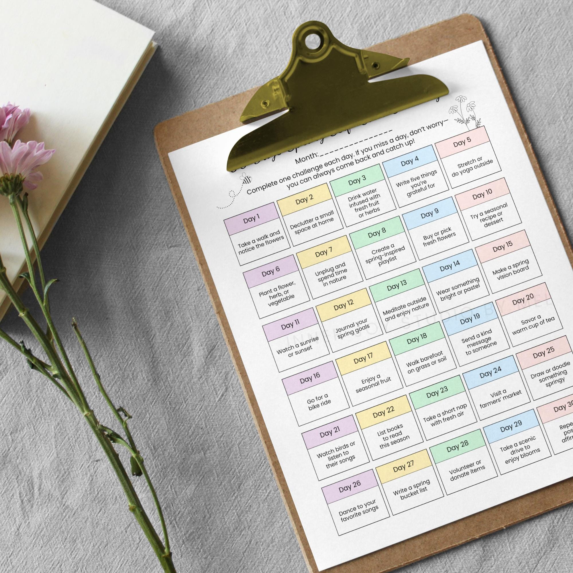 Printable 30 Day Spring Self Care Challenge for Mental Health ...