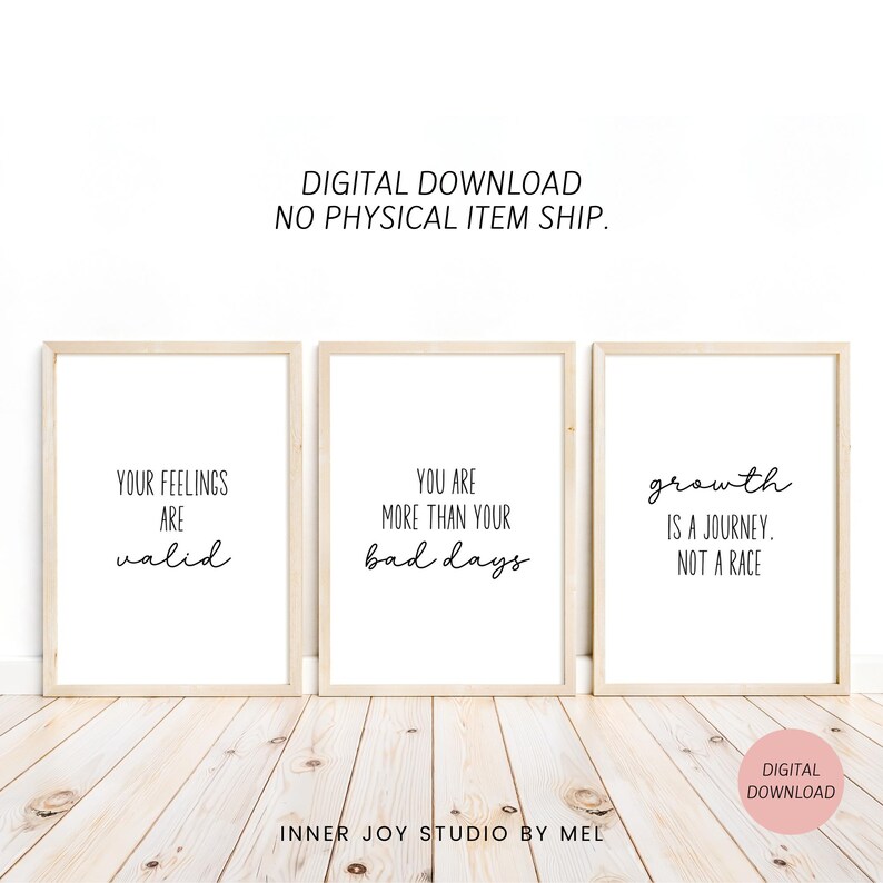 Set of 6 Printable Mental Health Poster, Affirmation Wall Art for Self ...