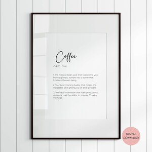 Coffee Definition Print, Funny Printable Wall Art, Kitchen Art Poster ...