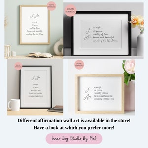 Daily Affirmations for Self Love, Printable Wall Art for Mental Health ...