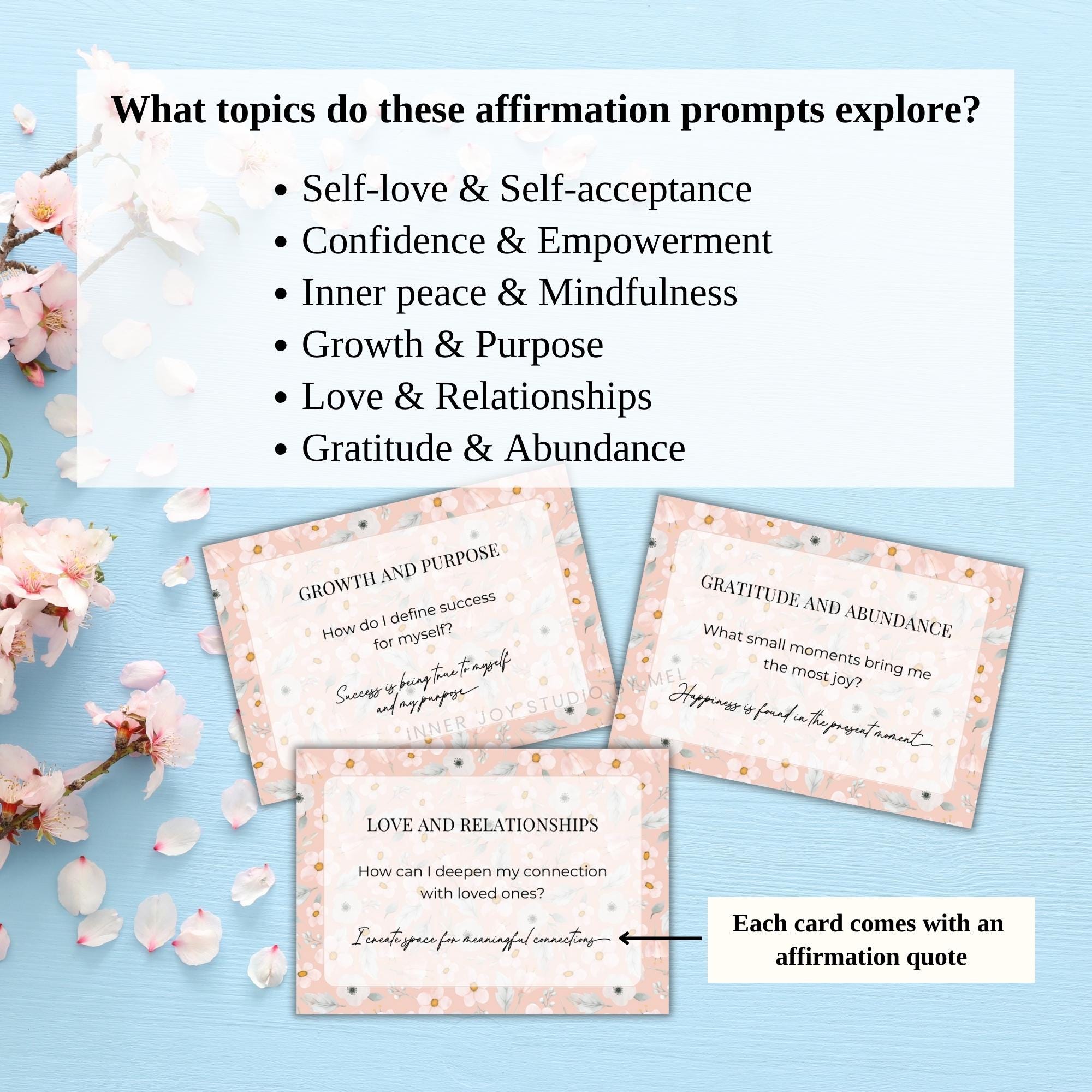Printable Positive Affirmation Prompt Cards, Self Love Quote, Mental ...