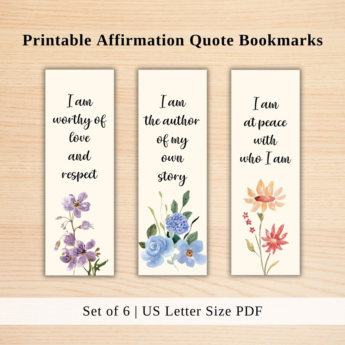 Printable Cute Bookmarks for Self Love, Positive Affirmation Quotes ...
