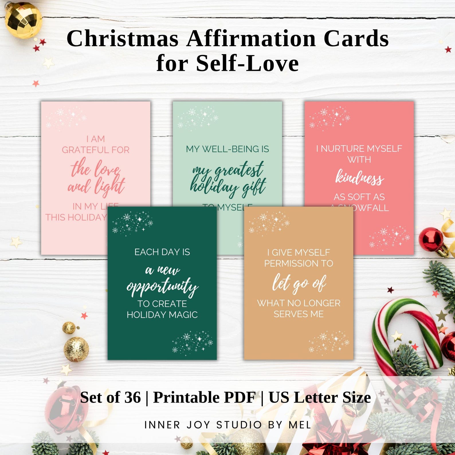 Printable Christmas Affirmation Cards for Self Love, Inspirational ...