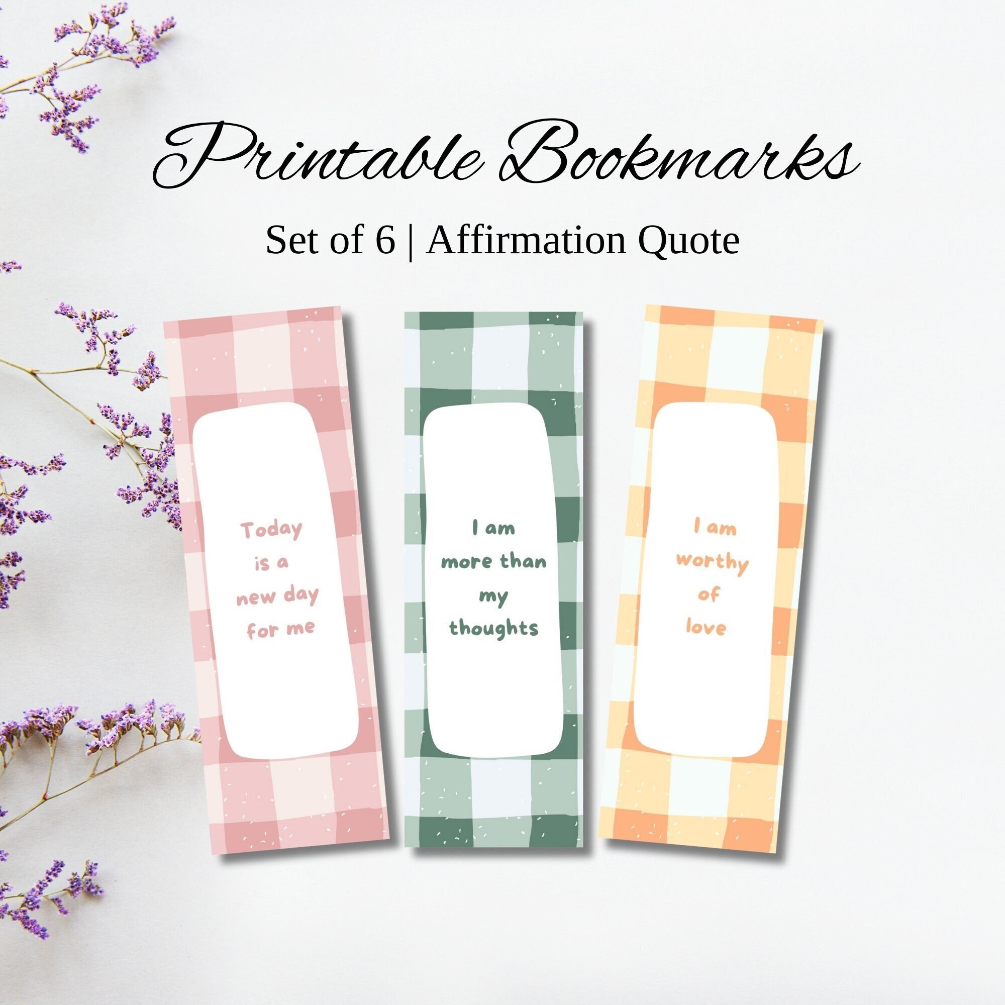 Printable Cute Bookmarks, Positive Affirmation Quotes for Self Love ...