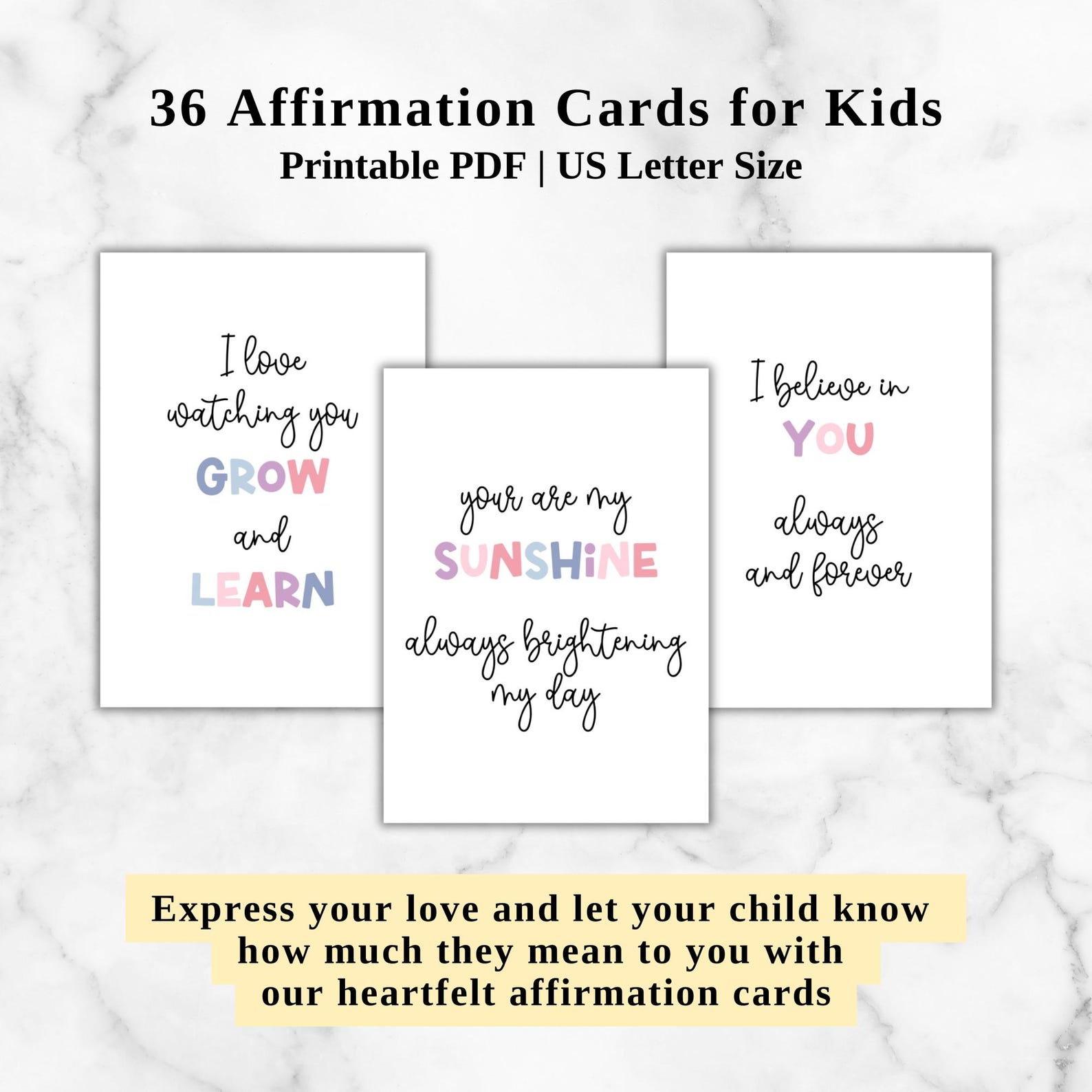 Printable Positive Affirmation Cards for Kids, Lunch Box Notes, Self ...