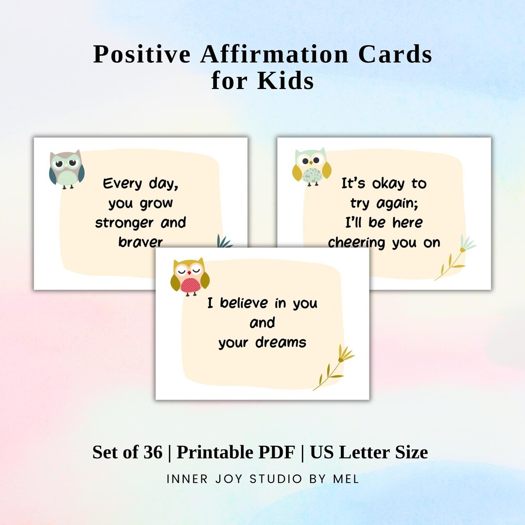 Printable Positive Affirmation Cards for Kids, Lunch Box Notes ...