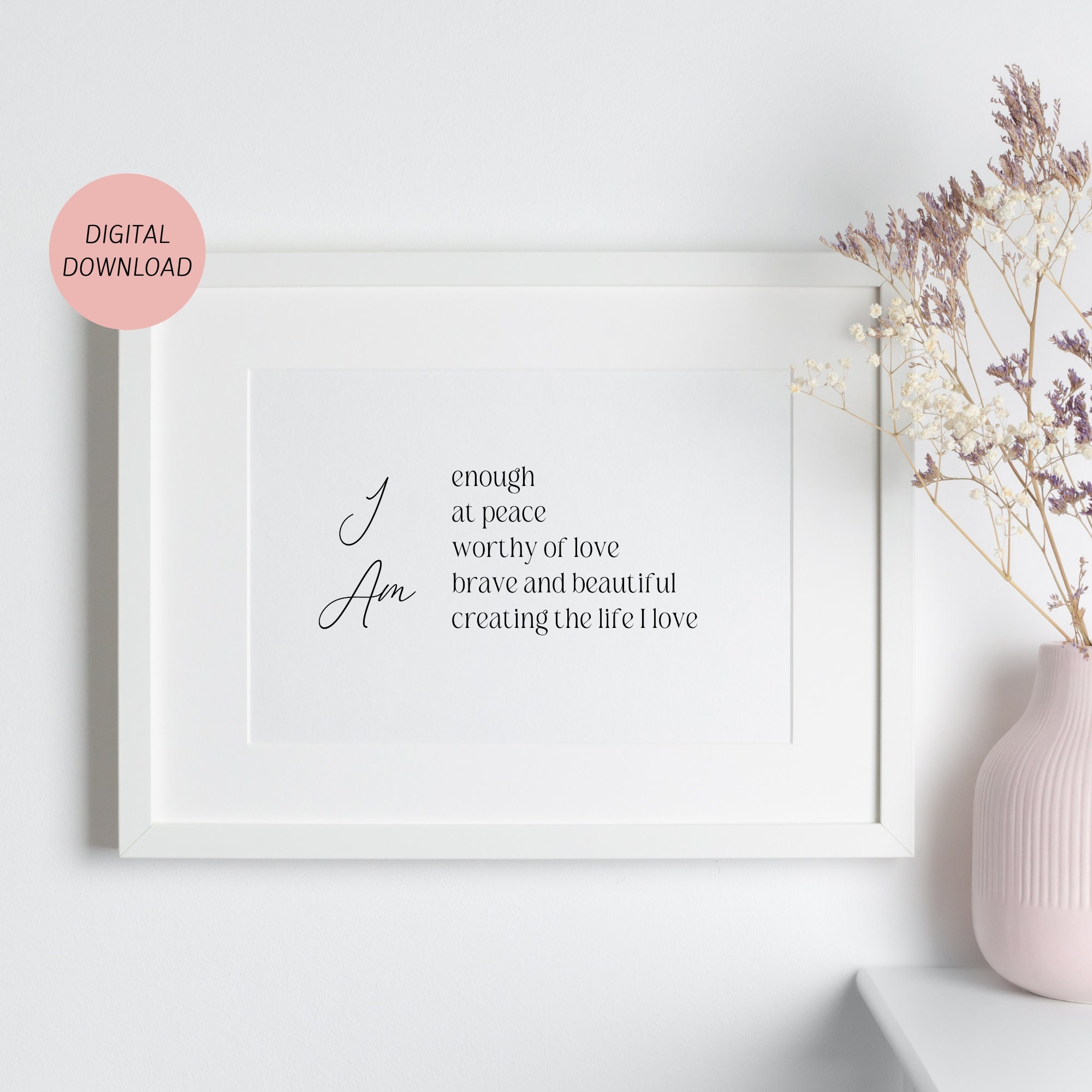 Positive Affirmations Wall Art for Self Love, Printable Motivational ...