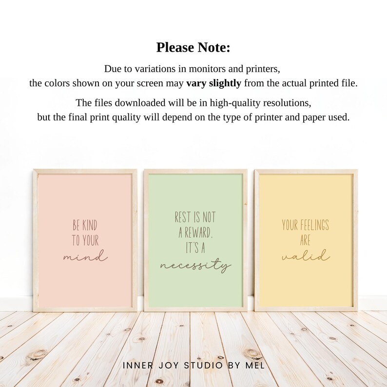 Set of 6 Printable Mental Health Poster, Affirmation Wall Art for Self ...
