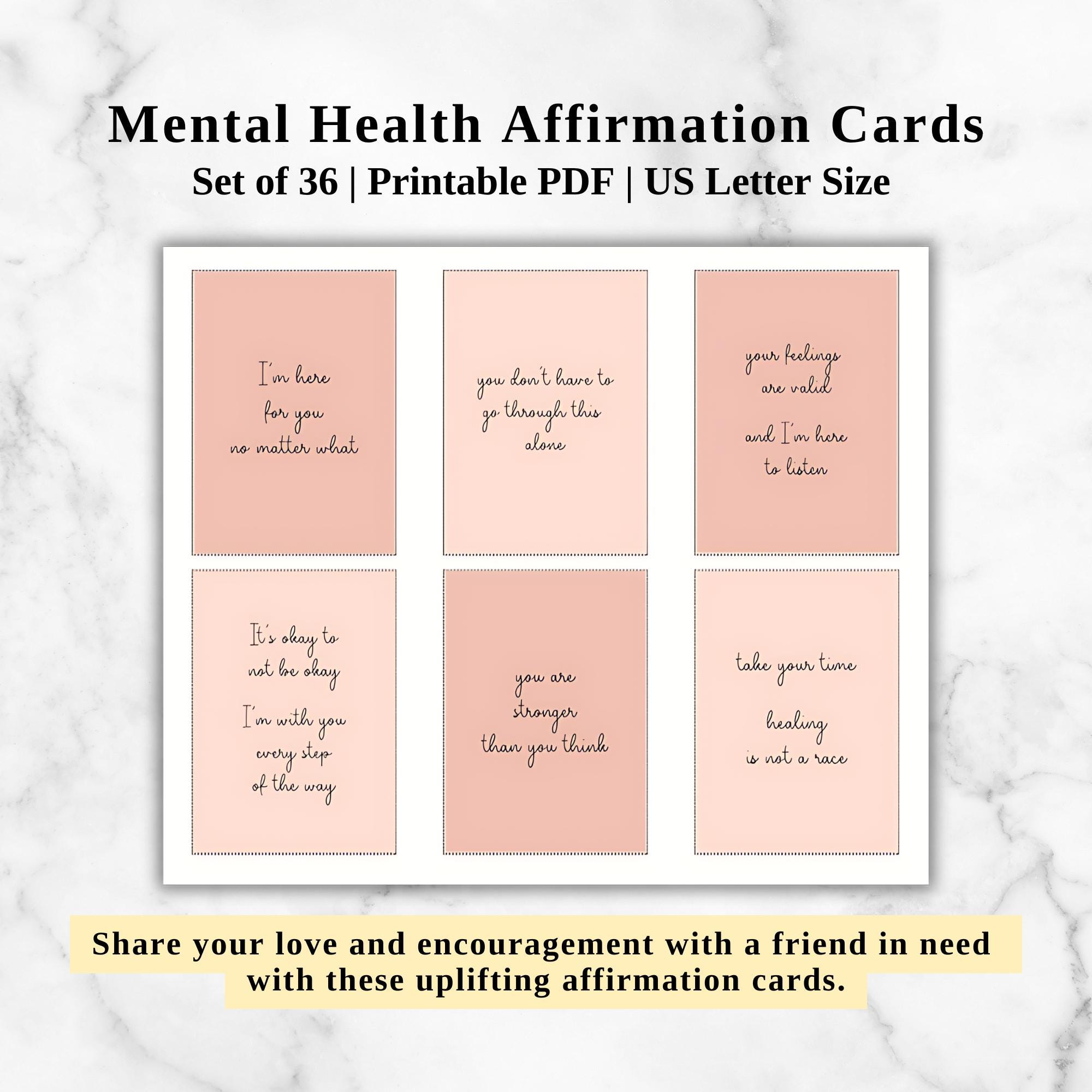 Printable Mental Health Affirmation Cards for Self Love, Inspirational ...