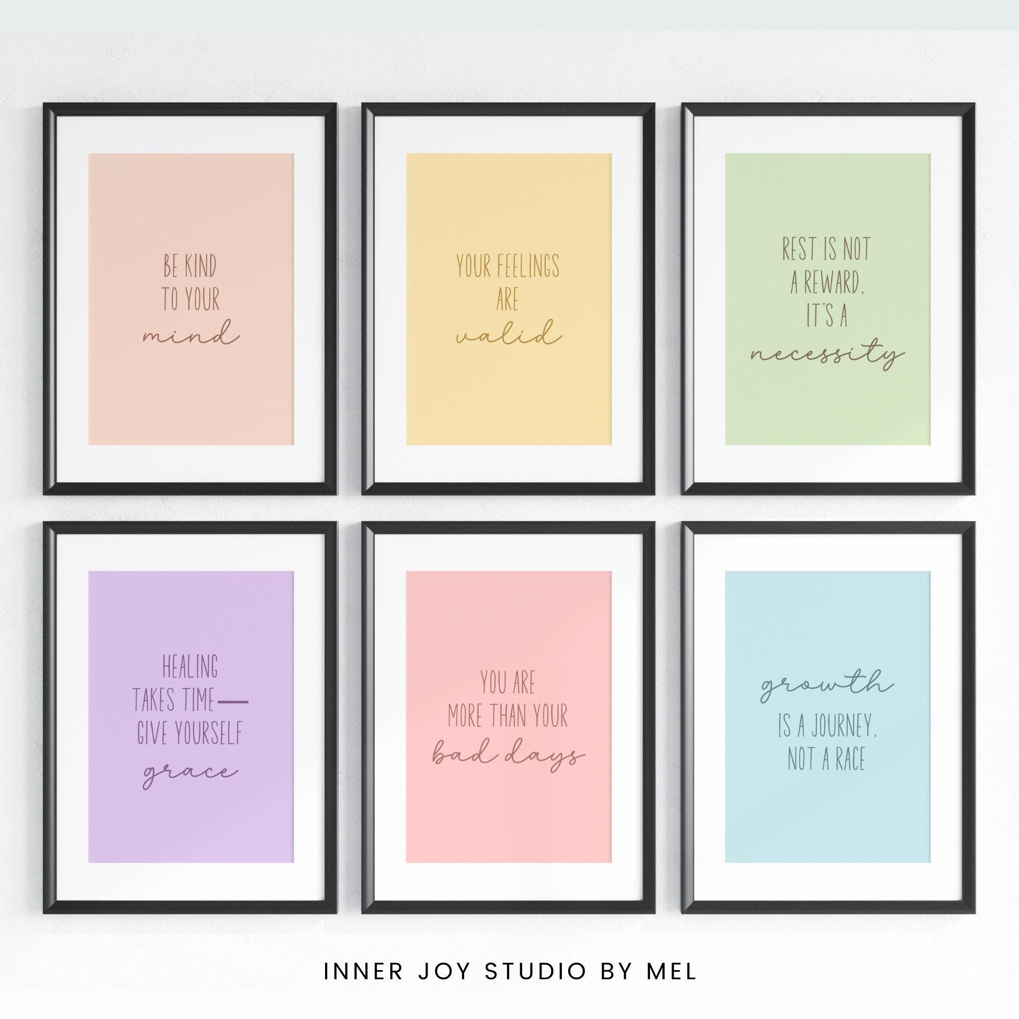 Set of 6 Printable Mental Health Poster, Affirmation Wall Art for Self ...