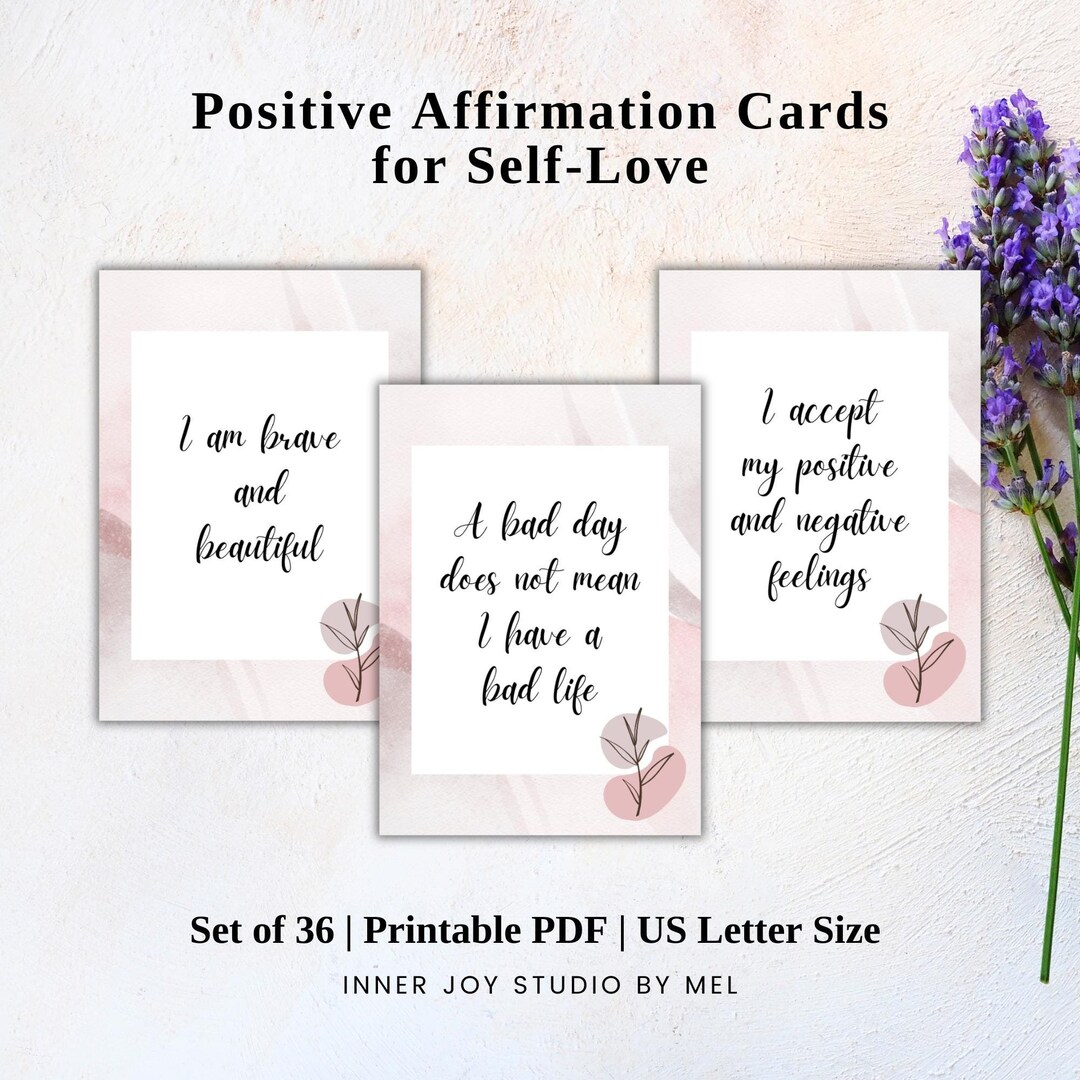 Printable Positive Affirmation Cards for Self Love, Motivational Quotes ...