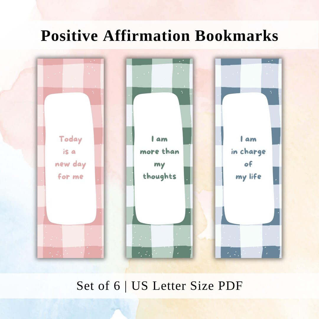 Printable Cute Bookmarks, Positive Affirmation Quotes for Self Love ...