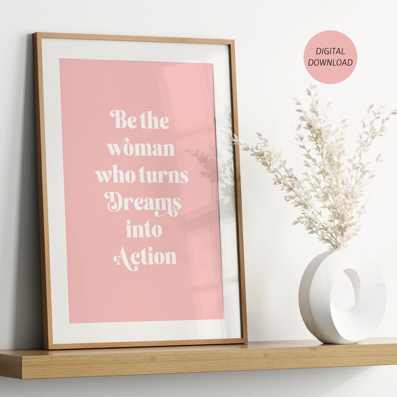 Printable Pink Wall Art for Women, Inspirational Quote, Motivational ...