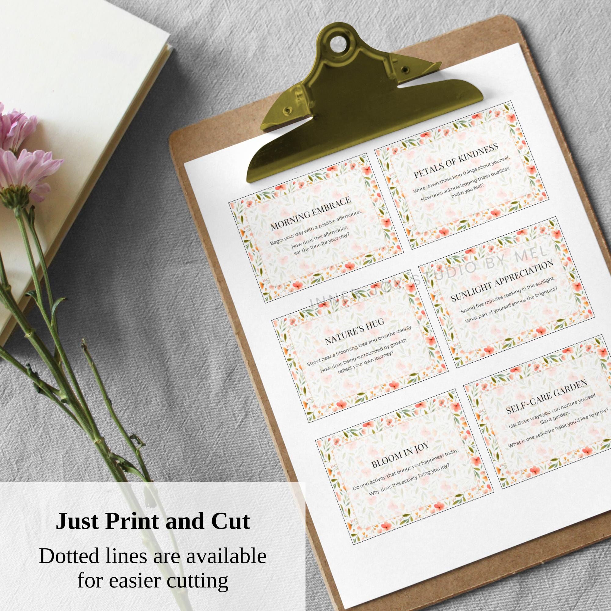 Printable Spring Self Love Prompt Card, Mental Health Journal Prompts ...