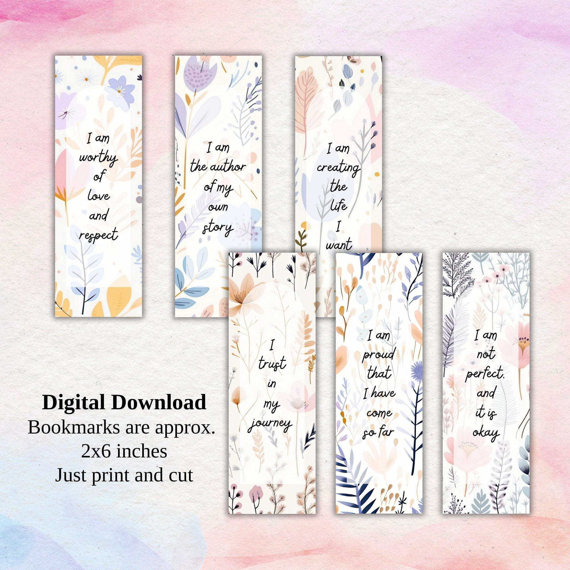 Printable Cute Bookmarks for Women, Affirmation Quote Bookmarks, Book ...