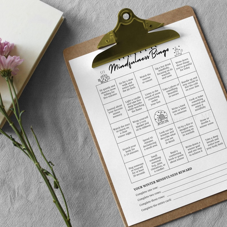 Printable Winter Mindfulness Bingo Challenge, Self Care Activity ...