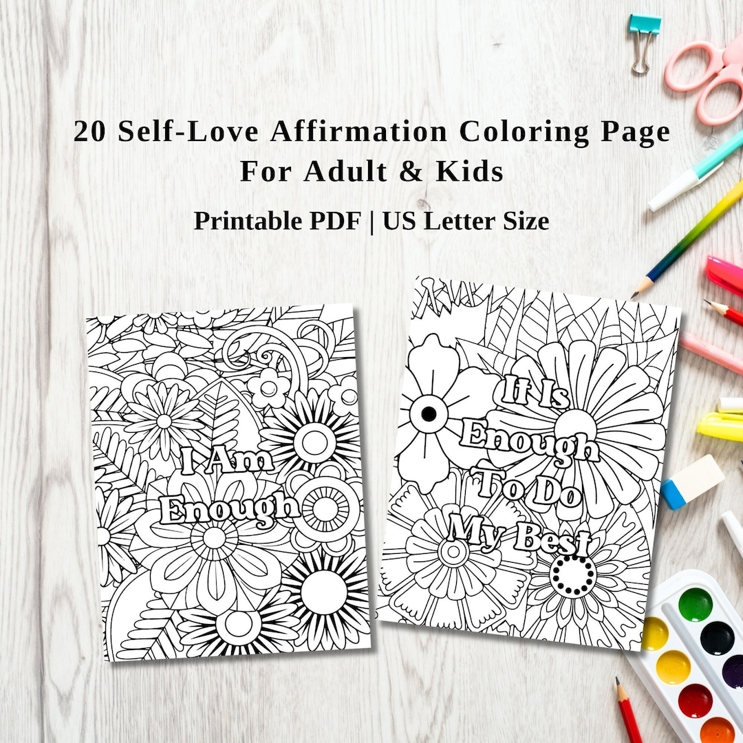 20 Affirmation Coloring Page, Adult Coloring, Kids Coloring ...