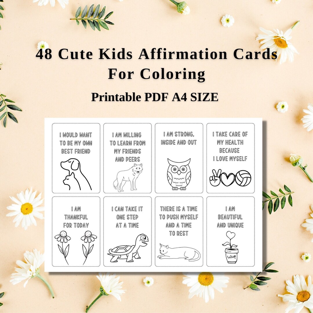 Printable Affirmation Cards, Kids Coloring, Flash Cards, Encouragement ...