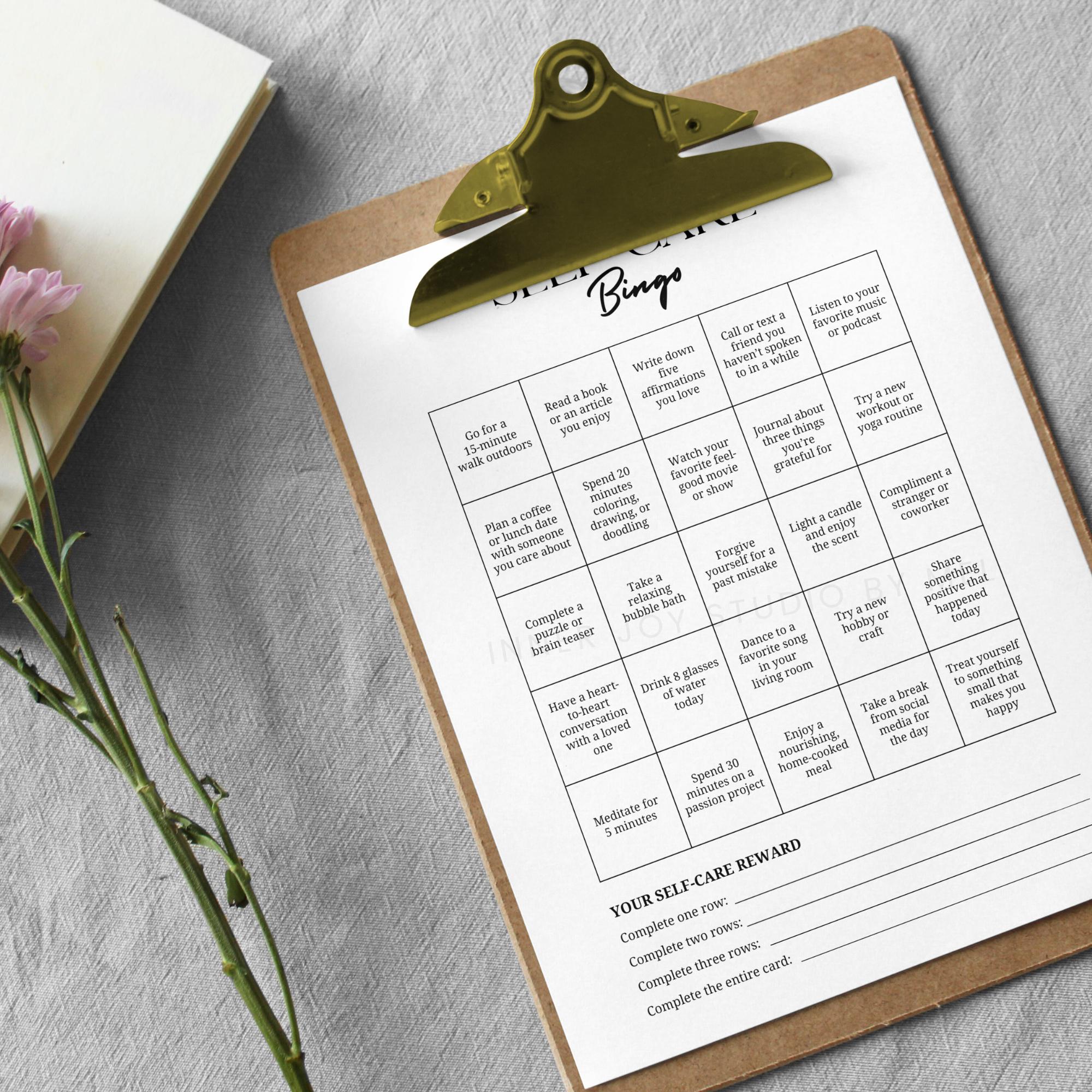 Printable Self Care Bingo for Self Love, Mindfulness Activity, Mental ...