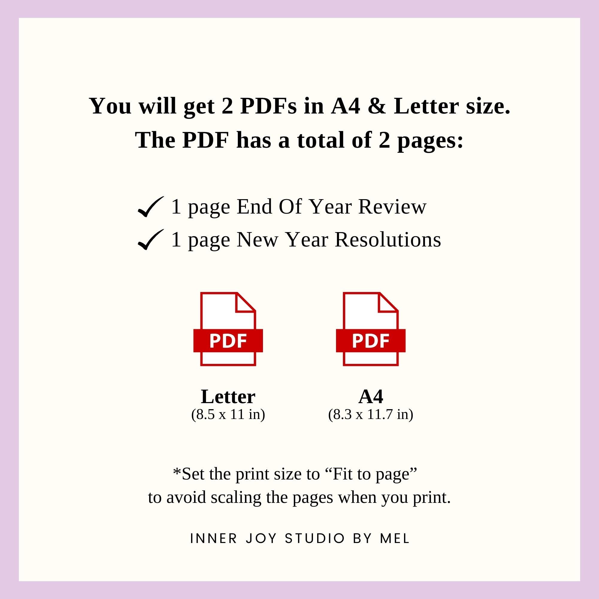 Printable End of Year Review, New Year Resolution Worksheet, Yearly ...