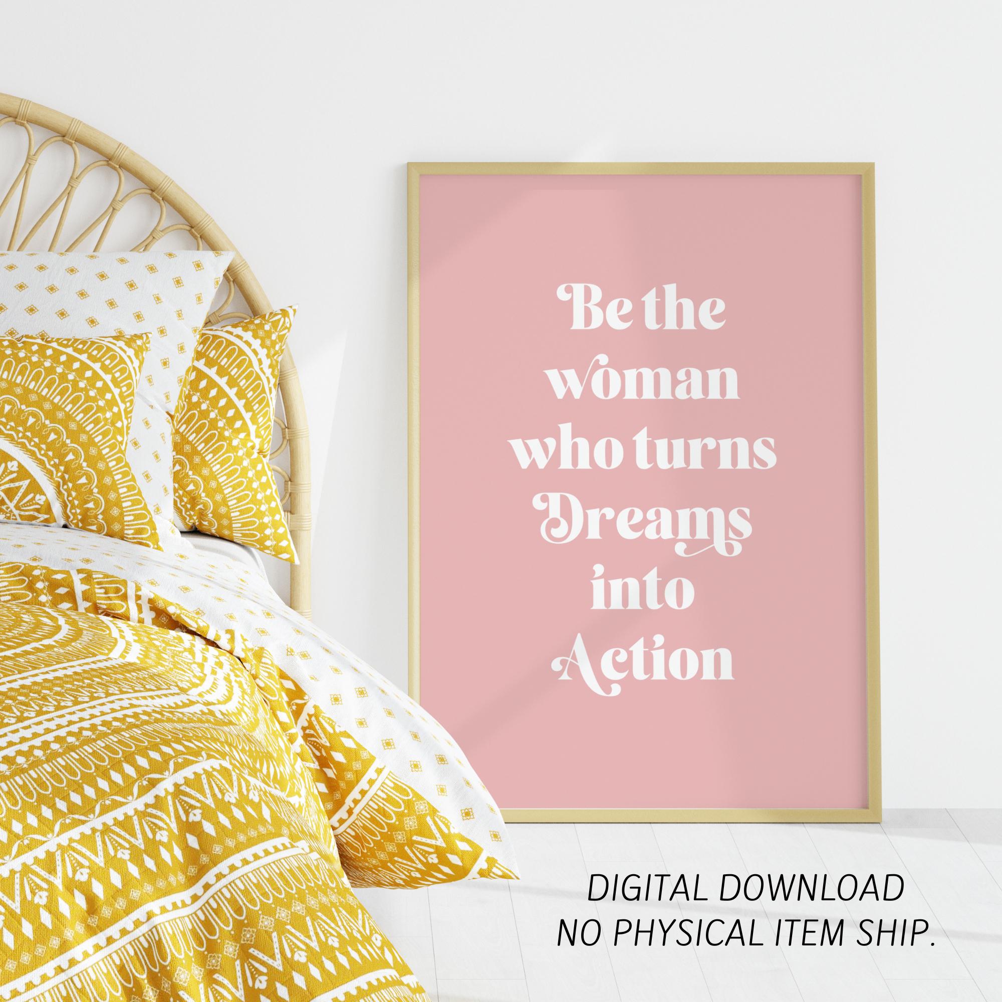 Printable Pink Wall Art for Women, Inspirational Quote, Motivational ...