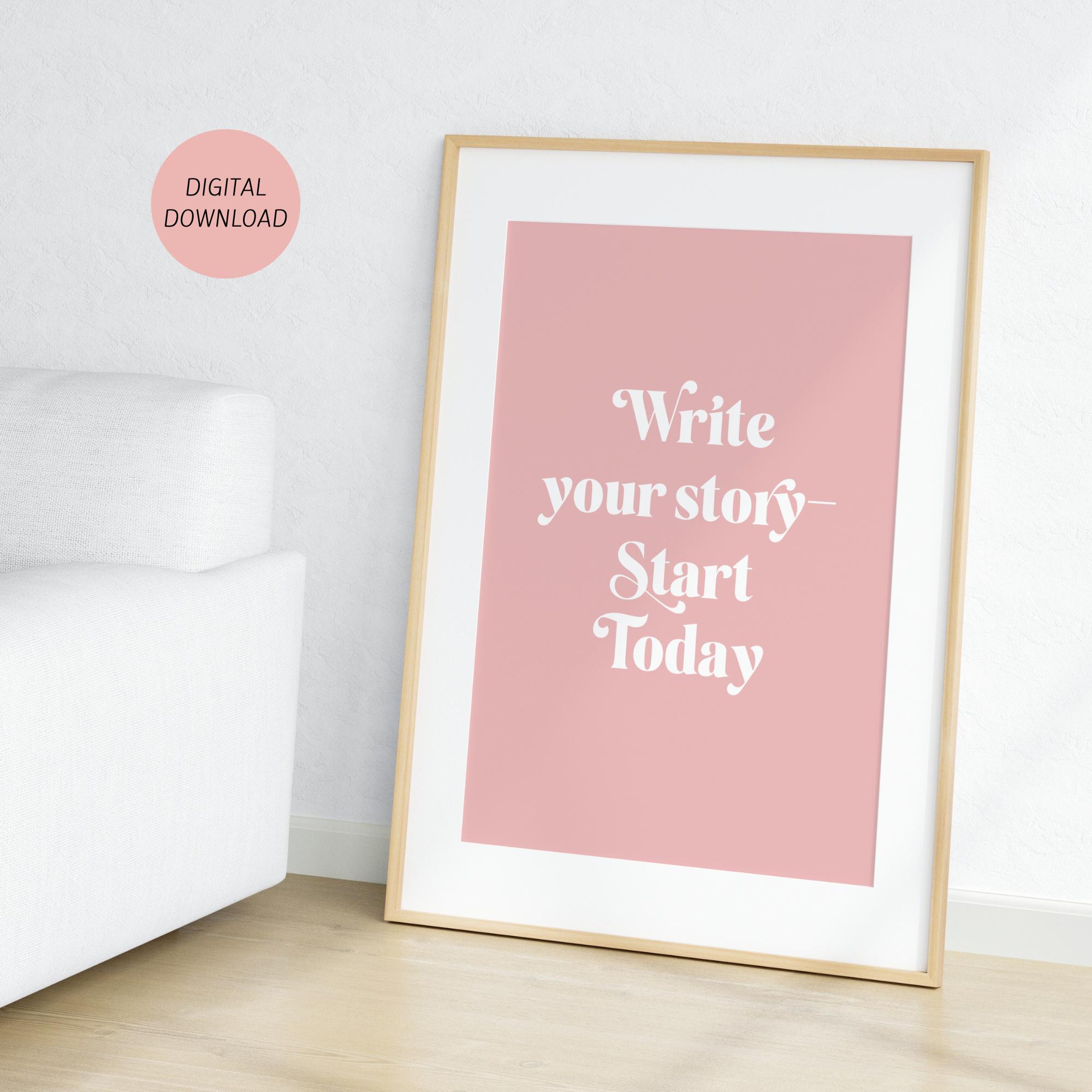 Printable Pink Inspirational Wall Art for Woman, Motivational Quote ...